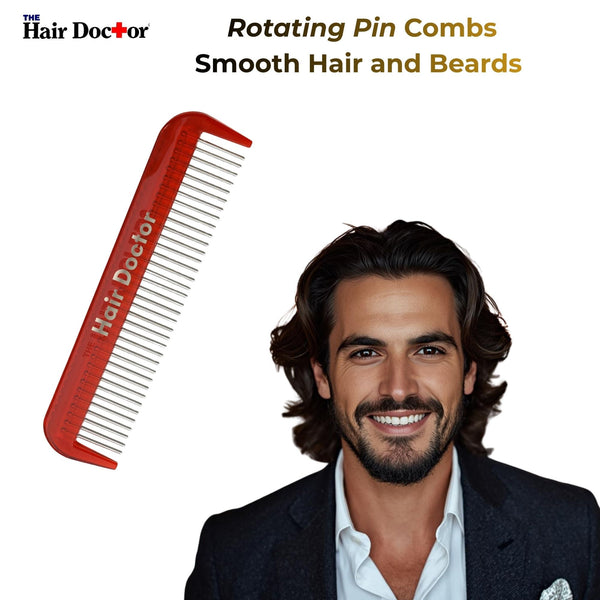 Hair Doctor Beard & Mustache Comb with Smooth Rotating Pins – Hair ...